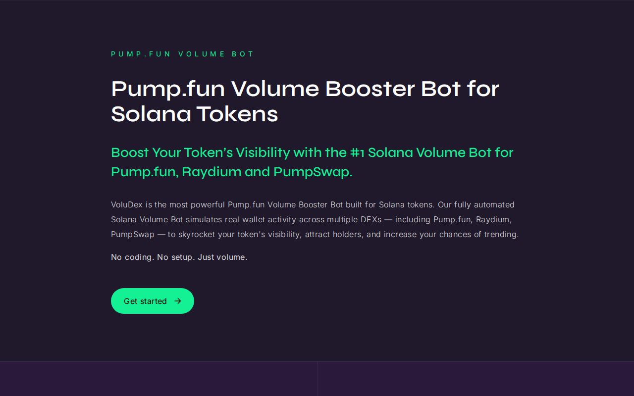 Pump.fun Volume Booster Bot | #1 Solana Token Bot - VoluDex